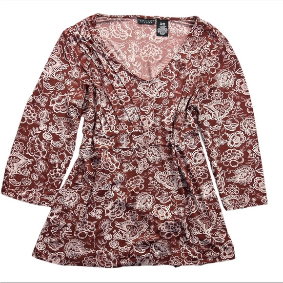 Apostrophe | Tops | Apostrophe Clay Colored Floral Blouse | Poshmark